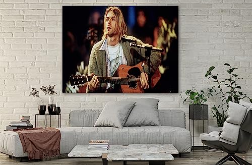 SpiritualHands Kurt Cobain Canvas Wall Art - Posters, Prints, and Decorations for Nirvana Fans - Unique Memorabilia and Gifts (18 KURT COBAIN LOOKING FAR, 15" x 22" - Ready to Hang)