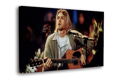 SpiritualHands Kurt Cobain Canvas Wall Art - Posters, Prints, and Decorations for Nirvana Fans - Unique Memorabilia and Gifts (18 KURT COBAIN LOOKING FAR, 15" x 22" - Ready to Hang)