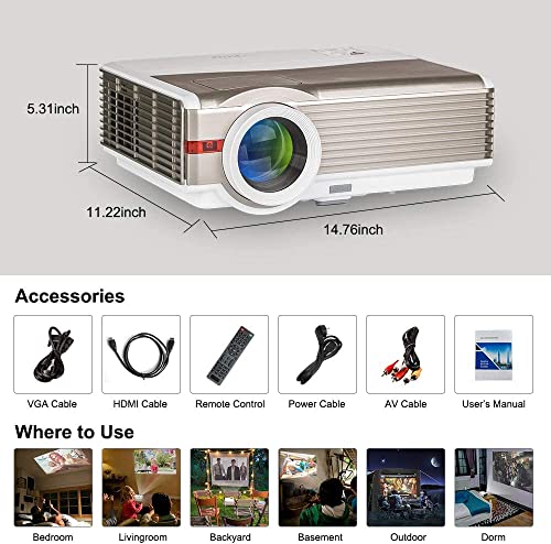 LCD Android Wireless Projector 1080p Native 9000 High Lumen, Home Theater Projector with WiFi and Bluetooth 250'' Display Outdoor Movie, Airplay for iPhone, Compatible with Fire Stick,PS5,Laptop,HDMI