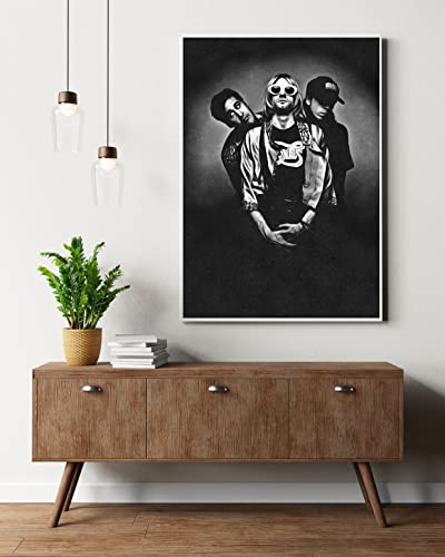Nirvana Black And White Canvas Poster | Ready to Frame for Office, Living Room, Dorm, Kids Room, Bedroom, Studio, Printed On Real Cotton Canvas. Unwrapped Unframed (18x24)