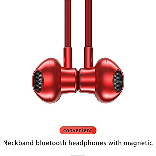 Bluetooth Headphones Wireless Earbuds Neckband with mic Noise Cancelling Wireless Headset 400 Hours Standby timefor Sports (Tomato red)