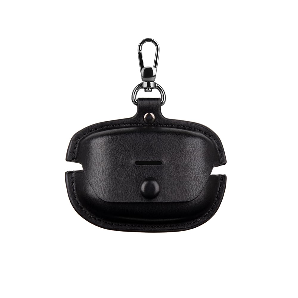 Premium Slim Business Casual Leather Case for Sony WF-1000XM4 with Keychain for Women Girls Men Boys Case Cover Accessories-Black
