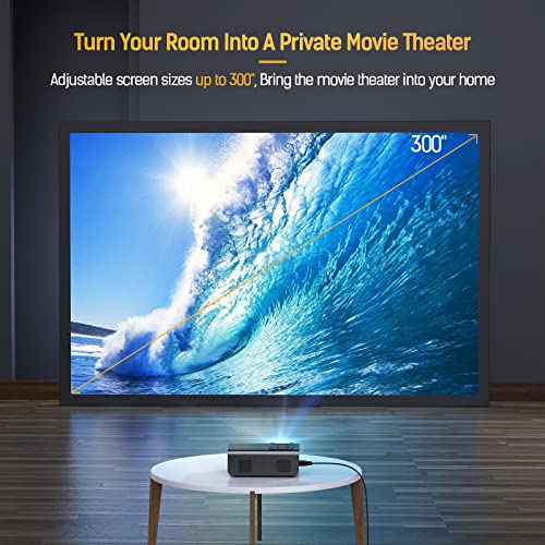 SMONET WiFi Bluetooth Native 1080P Mini Projector 4K Supported 9500L Movie Projector for Ourdoor Use Home Video LED Phone Projector Compatible with Phone TV Stick Laptops PC HDMI VGA USB TF DVD
