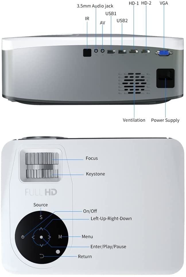 Feilx Mini Projector 2022 Upgraded Portable Video-Projector,300 Inch WiFi Full HD 1920 * 1080P LED Projector Video Projector Home Theater Cinema Smartphone Projector