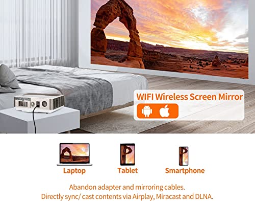 LCD Android Wireless Projector 1080p Native 9000 High Lumen, Home Theater Projector with WiFi and Bluetooth 250'' Display Outdoor Movie, Airplay for iPhone, Compatible with Fire Stick,PS5,Laptop,HDMI