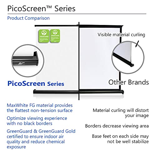 Elite Screens PicoScreen Series, Light-Weight Pull Up Manual Projector Screen, 45-inch 16:9, Portable Table-Top Pull-Up Home Theater Movie Office Classroom Fiberglass Projection Screen, PC45W, Black