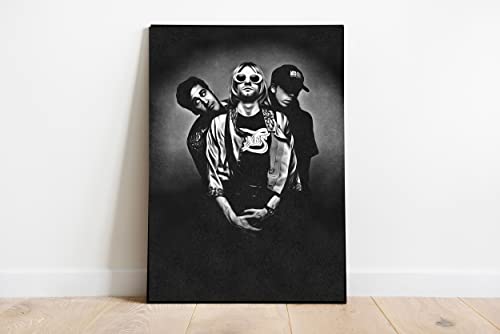 Nirvana Black And White Canvas Poster | Ready to Frame for Office, Living Room, Dorm, Kids Room, Bedroom, Studio, Printed On Real Cotton Canvas. Unwrapped Unframed (18x24)
