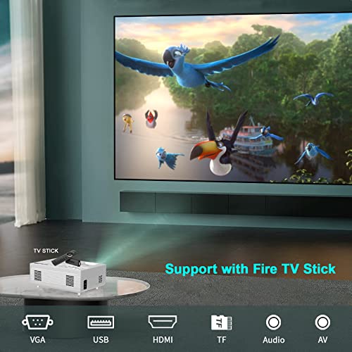 WTONISY Mini Projector,720P Native Home Video Projector,1080P Supported Film Projector with HDMI VGA AV USB Port