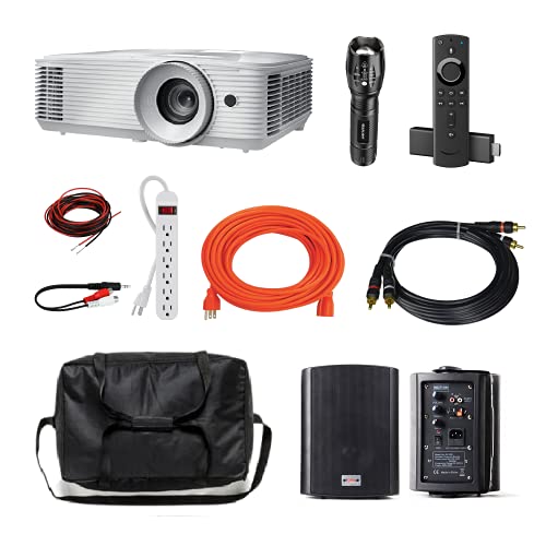 Recreation Series Complete Theater Kit! 11' Front and Rear Projection Screen with HD Optoma 1080p Projector, Sound System & Streaming Device w/WiFi (EZ-400)