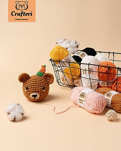 Craftori EZYarn - Crochet & Knitting Yarn for Beginners - Easy-to-See Stitches Cotton Nylon Blend Medium #4 Yarn (200g)