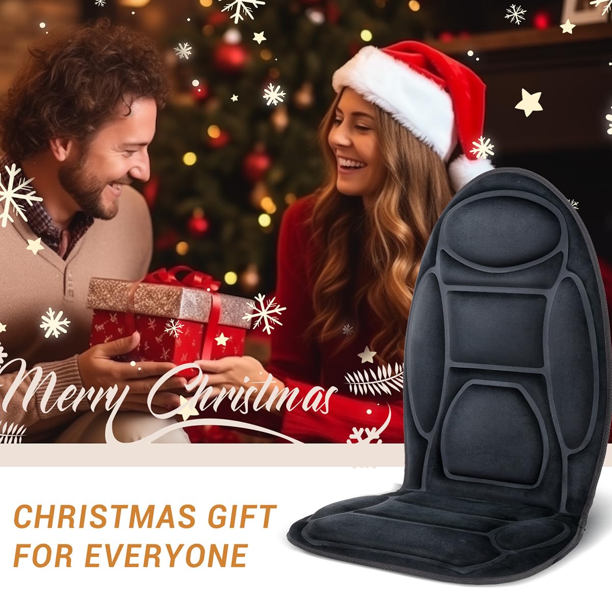 Mynt Vibration Massage Seat Cushion Memory Foam Support Chair Pad, Back Massager with 8 Vibrating Motors & Soothing Heat,Electric Seat Massager for Home Office Use(Black)