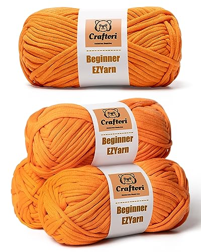 Craftori EZYarn - Crochet & Knitting Yarn for Beginners - Easy-to-See Stitches Cotton Nylon Blend Medium #4 Yarn (200g)