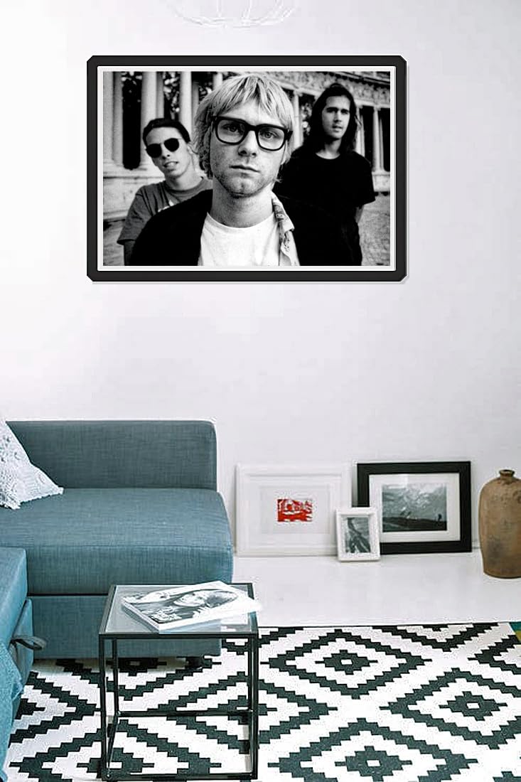 Nirvana Poster Wall Art Kurt Cobain Home Decor, Black and White, 19in x 13in