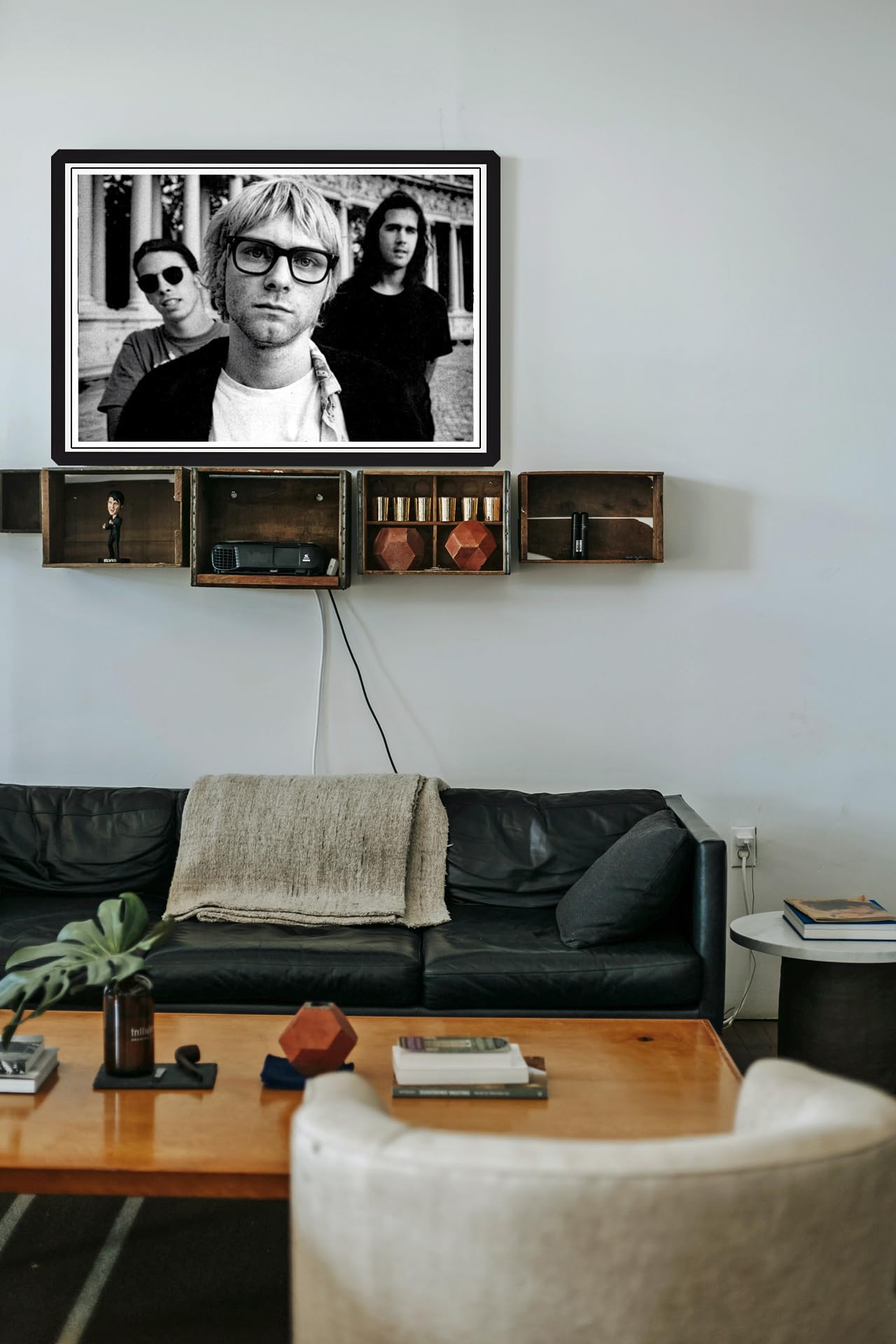 Nirvana Poster Wall Art Kurt Cobain Home Decor, Black and White, 19in x 13in