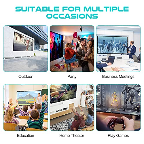 Projection Screen 120 inch, Washable Projector Screen 16:9 Foldable Anti-Crease Portable Projector Movies Screen for Home Theater Outdoor Indoor Support Double Sided Projection