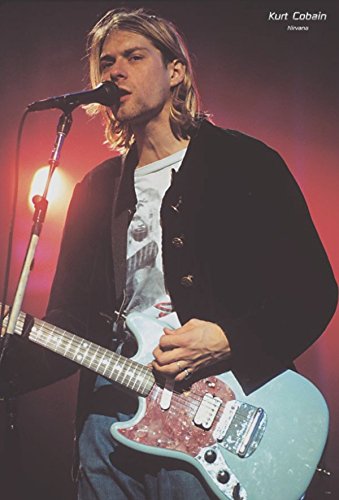 Kurt Cobain of Nirvana with red guitar POSTER 23.5 x 34 Dave Grohl (sent FROM USA in PVC pipe)