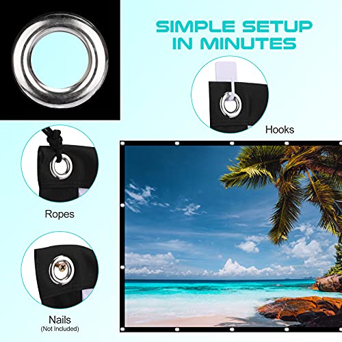 Projection Screen 120 inch, Washable Projector Screen 16:9 Foldable Anti-Crease Portable Projector Movies Screen for Home Theater Outdoor Indoor Support Double Sided Projection