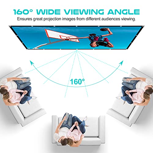 Projection Screen 120 inch, Washable Projector Screen 16:9 Foldable Anti-Crease Portable Projector Movies Screen for Home Theater Outdoor Indoor Support Double Sided Projection