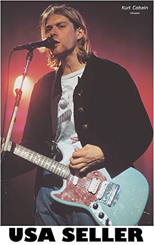 Kurt Cobain of Nirvana with red guitar POSTER 23.5 x 34 Dave Grohl (sent FROM USA in PVC pipe)