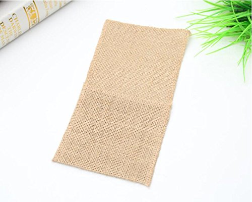 Cheonus 10PCS Burlap Cutlery Bags Hessian Knife Fork Tableware Utensil Linen Flatware Holder Jute Pouch Silverware Pockets for Wedding Decor