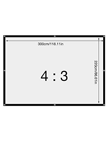 BBSJ Projection Screen 150 Inch 4:3 Portable Folding Movie Screen Crease-Resist Indoor Outdoor Projector Screen for Home Theatre