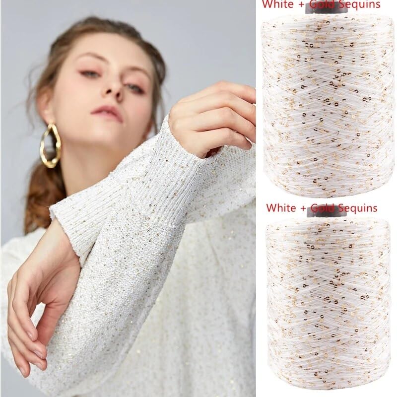 1000g/Ball 7000M Summer ice Silk Mercerized Yarn Special Sequin Yarn DIY Hand Woven Rag Doll Knitting Wool Blanket (Color : 43)