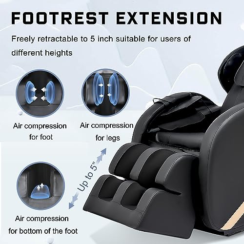BIADNBZ Chair Zero Gravity Full Body Massage Recliner with Foot Rollers and Heat Therapy Air Pressure System with Remote Control Easy to Use at Office Home Family, Black A