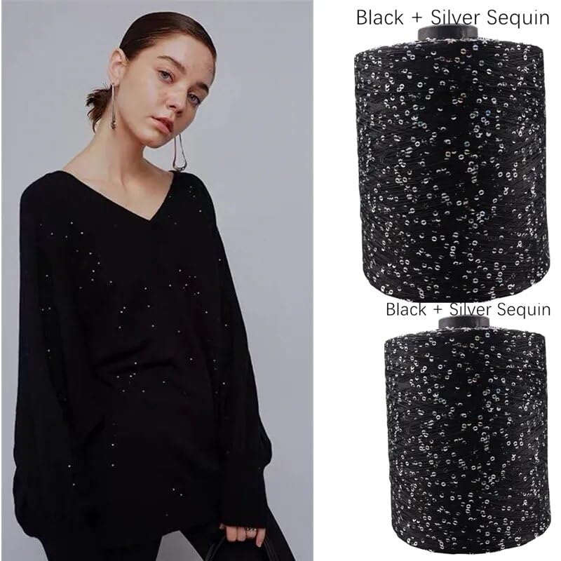 1000g/Ball 7000M Summer ice Silk Mercerized Yarn Special Sequin Yarn DIY Hand Woven Rag Doll Knitting Wool Blanket (Color : 43)