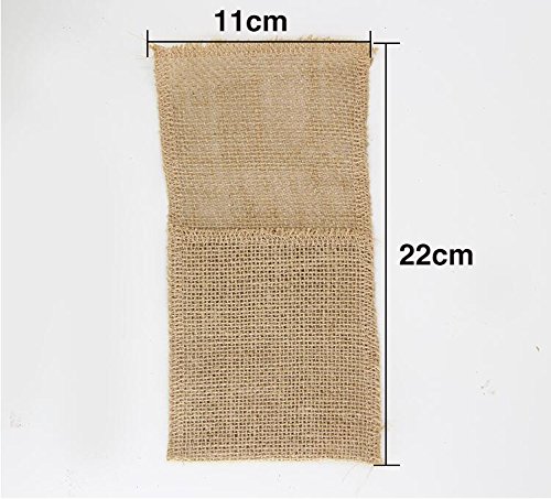 Cheonus 10PCS Burlap Cutlery Bags Hessian Knife Fork Tableware Utensil Linen Flatware Holder Jute Pouch Silverware Pockets for Wedding Decor