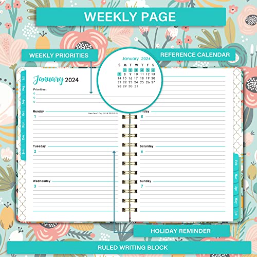 Planner 2023-2024 - Weekly Monthly Planner 2023-2024, July 2023 - June 2024, 12 Monthly Weekly Planner with Tabs, Hardcover, 6.4ββ x 8.3'' Calendar Planner with Elastic Closure, Inner Pocket