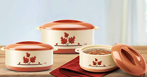 Milton Orchid Insulated Plastic Casserole Gift Set, 3-Pieces, Light Brown