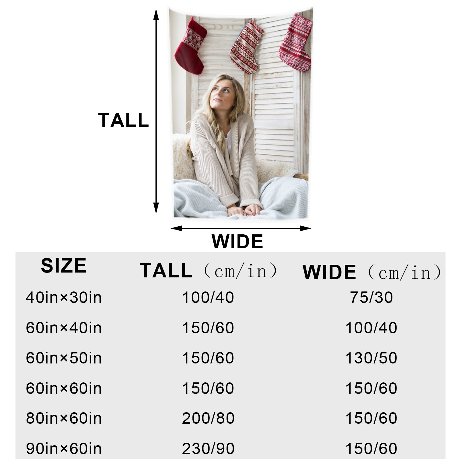 YRH Custom Tapestry 丨Made in USA 丨Banners and Signs Customize for Bedroom (30x40inch,Vertical) White