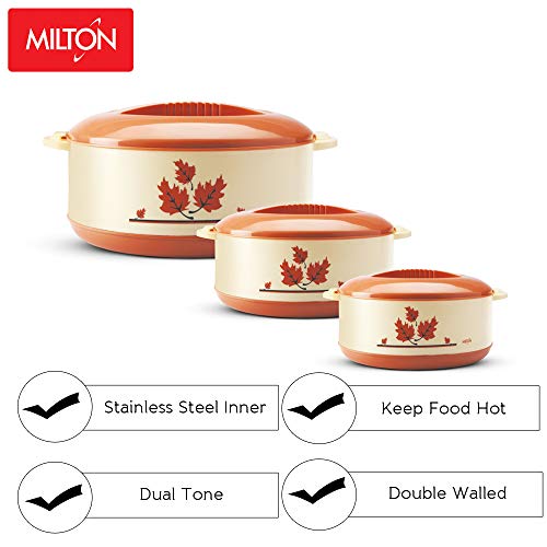 Milton Orchid Insulated Plastic Casserole Gift Set, 3-Pieces, Light Brown