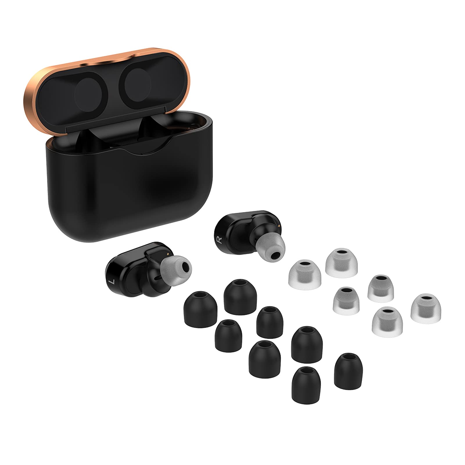 LOKEKE for Sony WF-1000XM4 Earphones Eartips, Silicone Protective Earphone Earbuds Case Cover Shell Eartips for Sony WF-1000XM3 / Sony WF-1000XM4(Silicone Black)