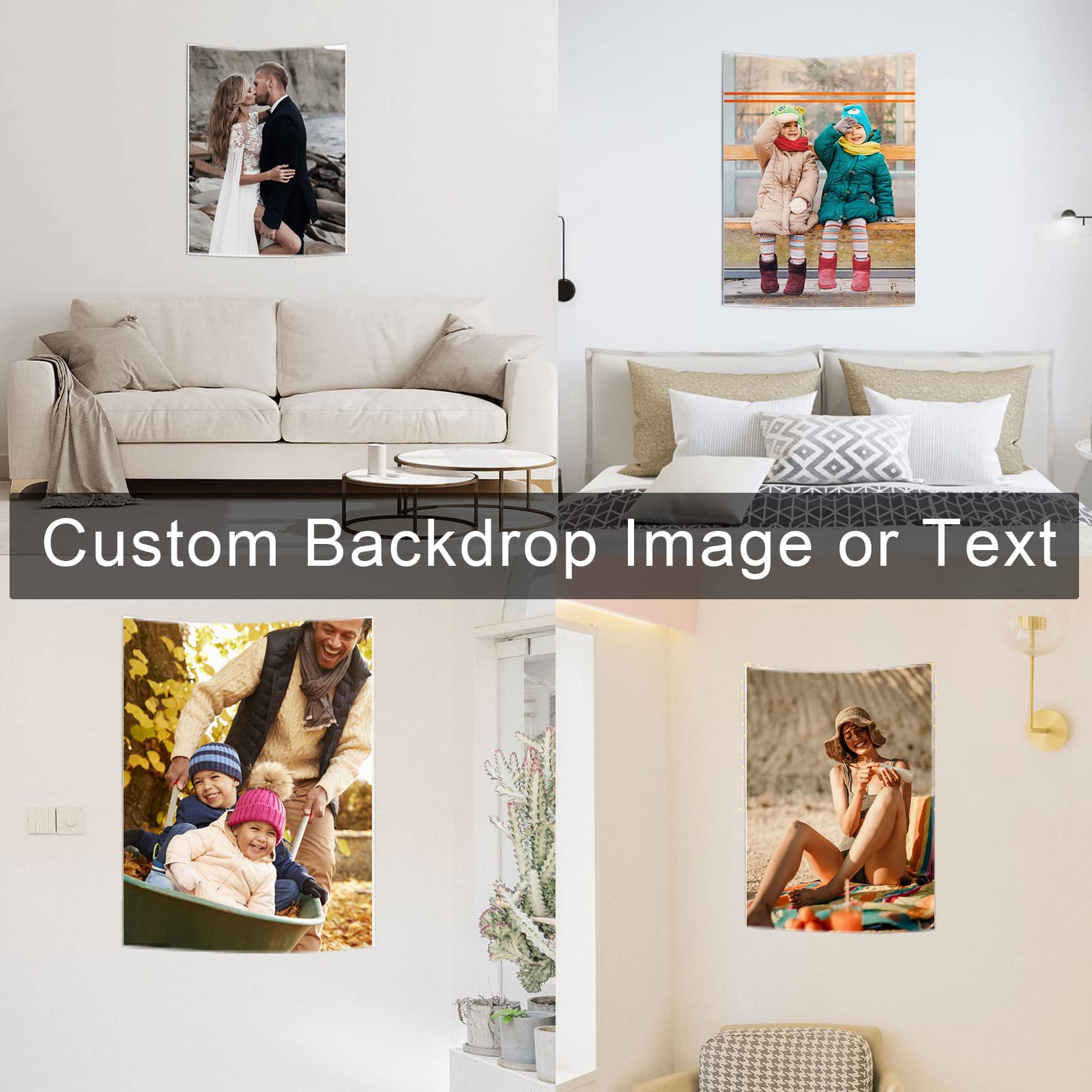 YRH Custom Tapestry 丨Made in USA 丨Banners and Signs Customize for Bedroom (30x40inch,Vertical) White