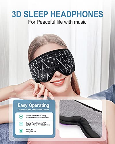 Sleep Headphones, Kabray Sleeping Headphones Soft Comfortable Bluetooth Sleep Mask with Ultra Thin Speakers, Cool Gadgets Gift for Women Men Valentine's Father's Mother's Day Birthday Christmas