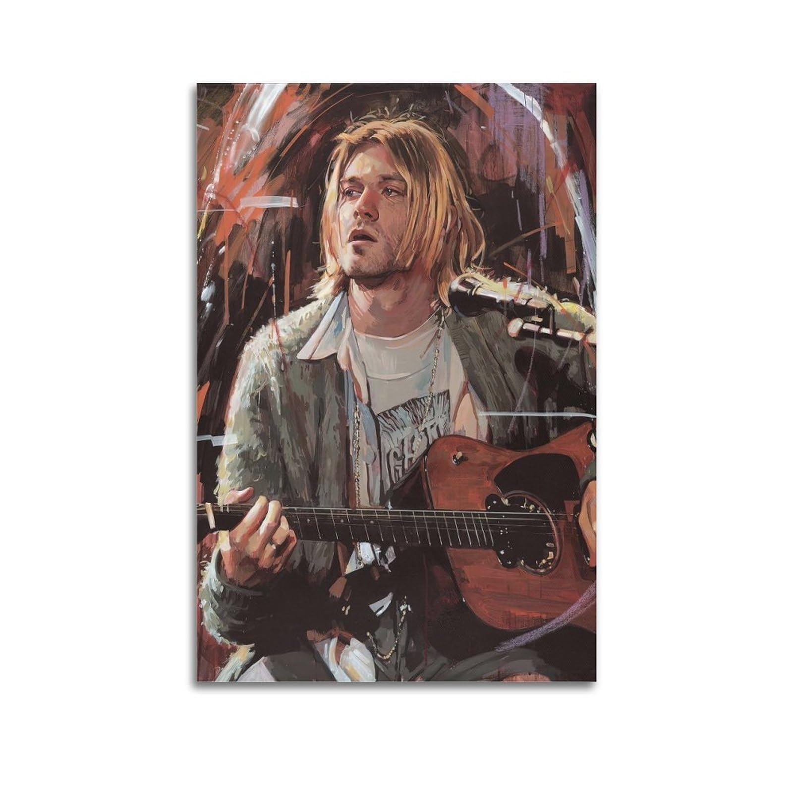 TARVIK Kurt Donald Cobain Poster ROCK Poster Art Decor Painting Aesthetic Wall Art Canvas for Bedroom Decor 16x24inch(40x60cm) 4