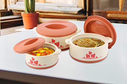 Milton Orchid Insulated Plastic Casserole Gift Set, 3-Pieces, Light Brown