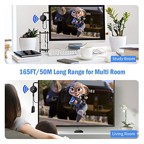 AIMIBO Wireless HDMI Transmitter & Receiver 4K, Streaming 2.4/5GHz Smooth Video/Audio to Monitor, Projector, HDTV, HDMI Wireless Extender 165FT/50M for Laptop, PC, Camera, Blu-ray, PS5, iPhone, Tablet