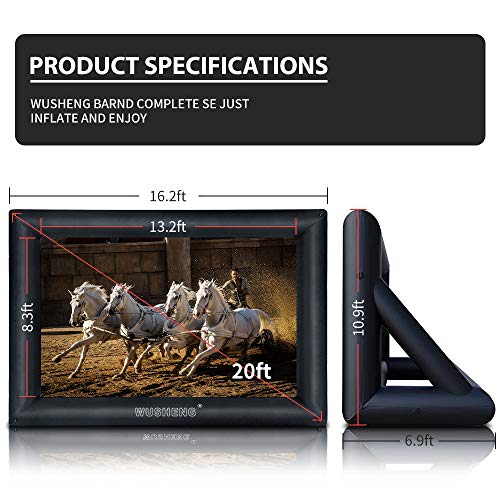 20 Feet Inflatable Outdoor and Indoor Theater Projector Screen - Includes Inflation Fan, Tie-Downs and Storage Bag - Only Supports Front Projection