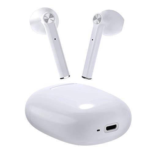 Wireless Earbuds, HSPRO Bluetooth Earbuds Touch Control in-Ear True Wireless Bluetooth Headphones, 20 Hrs Playtime with Charging Case, Hi-Fi Stereo Earbuds with Built-in Mic for Sports Work, White