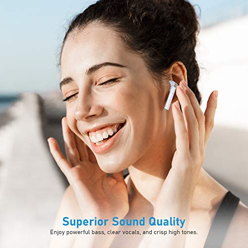 Wireless Earbuds, HSPRO Bluetooth Earbuds Touch Control in-Ear True Wireless Bluetooth Headphones, 20 Hrs Playtime with Charging Case, Hi-Fi Stereo Earbuds with Built-in Mic for Sports Work, White