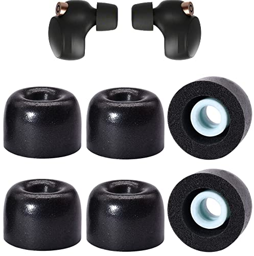 BLLQ Replecemnt Memory Foam Tips Compatible with Sony WF-1000XM4, Fit in Charging Case, Reducing Noise Earbuds Foam Ear Tips, 3 Pairs [Large Size] Foam Black L (Foam Tip XM4L)