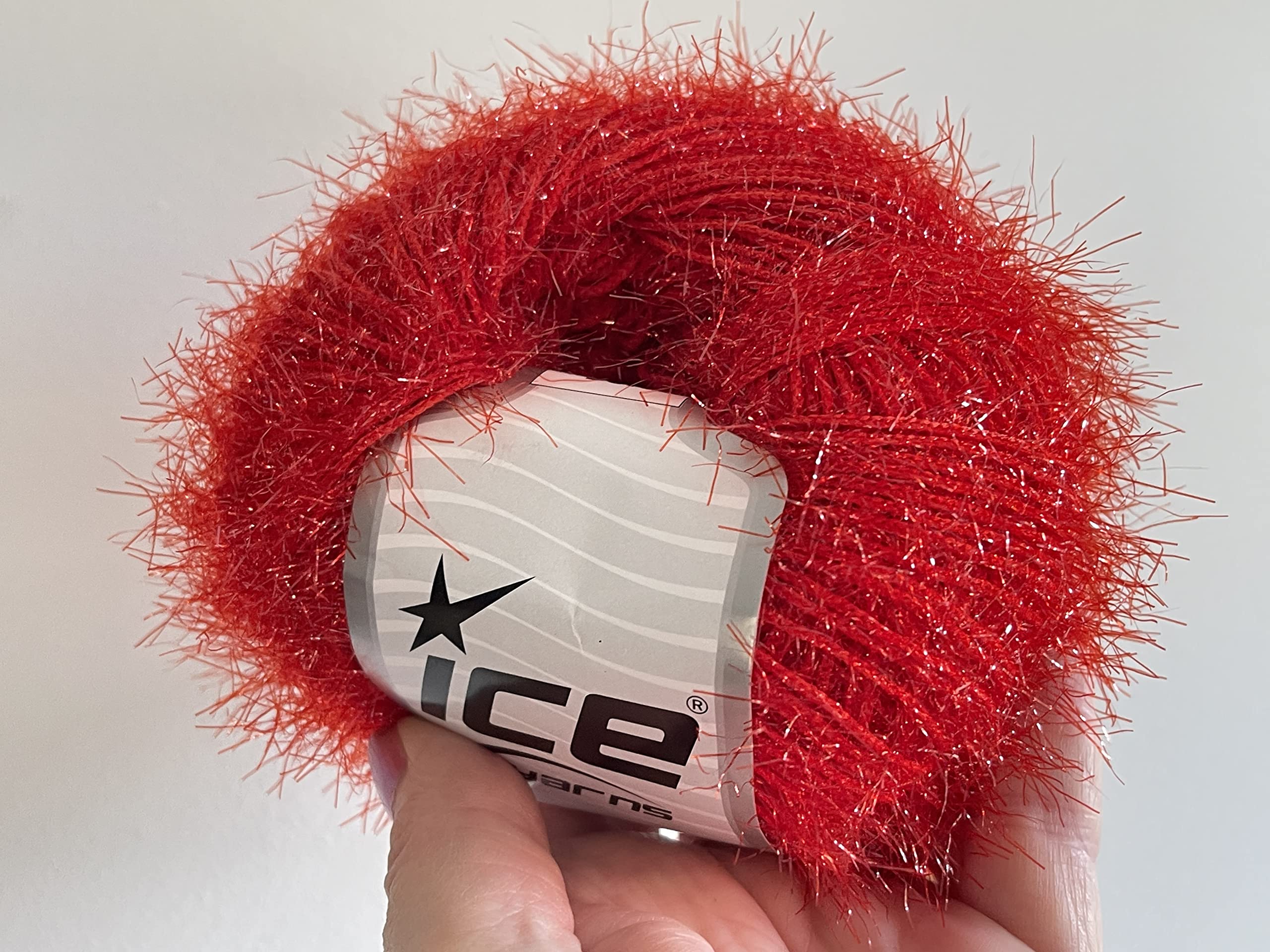 Sparkle Soft Red - Ice Yarns Metallic Lurex Nylon Eyelash Yarn 50gr 153yds
