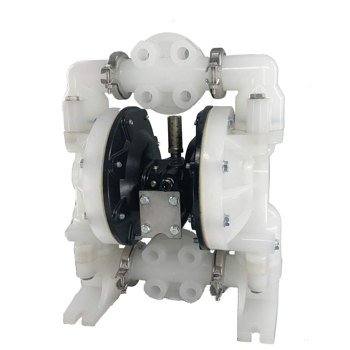 HOTSTORE Double Diaphragm Pump, Air-Operated Double Diaphragm Transfer Pump Polypropylene 72GPM,125 PSI, 1" Inlet &Outlet, 1/2" Air Inlet for Chemical Industrial Use (QB-25PP)