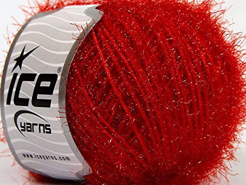 Sparkle Soft Red - Ice Yarns Metallic Lurex Nylon Eyelash Yarn 50gr 153yds