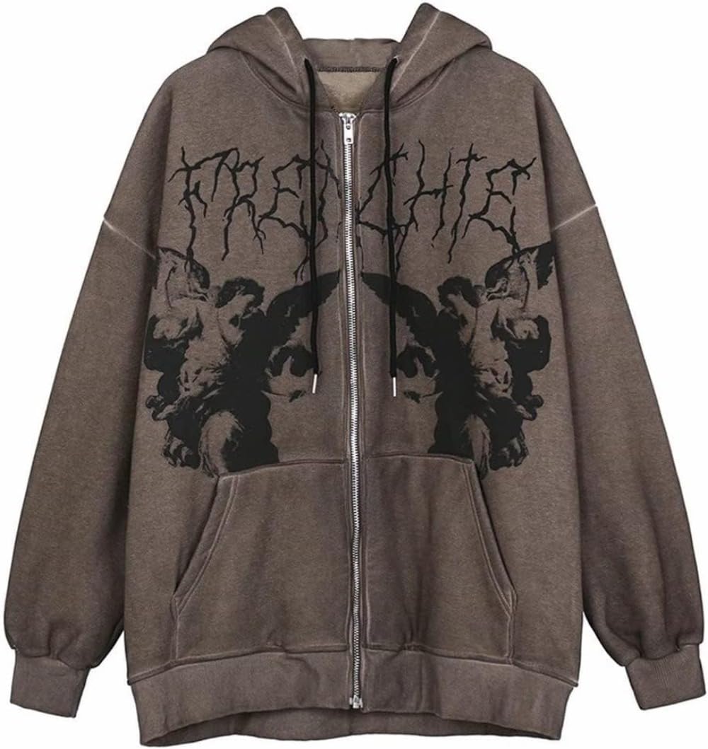 Y2k Skeleton Sweatshirt,Unisex Skeleton Zip Up Hoodie Fashion Vintage Jacket Graphics E-Girl 90s Sweatshirt (1,XXXL)