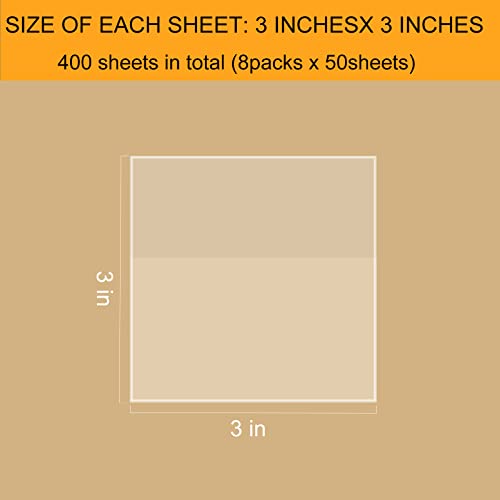 400 Sheets Kaseamu Transparent Sticky Notes 3x3 Inch, 8 Packs of Clear Sticky Notes, Waterproof Translucent Sticky Notes, Aesthetic Sticky Notes for Annotation Supplies, Office & School Supplies