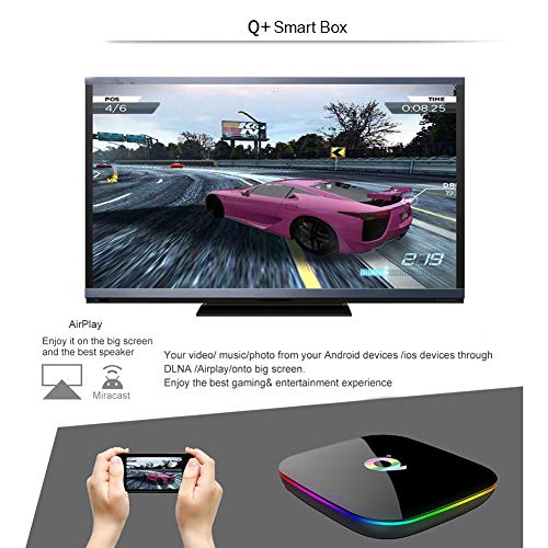 Android 9.0 TV Box 4GB RAM 64GB ROM, Q Plus Android Box H6 Quad-core WiFi 2.4GHz Support 6K H.265 HD 2.0 Ethernet