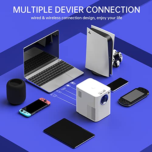QIAOLET Mini Projector,Portable Projector with WiFi and Bluetooth,Native 1080P FHD,Andriod OS 9.0,Movie Projector for iPhone Android,Home Theater Projector Compatible with USB/HDMI,TV Stick,Computer